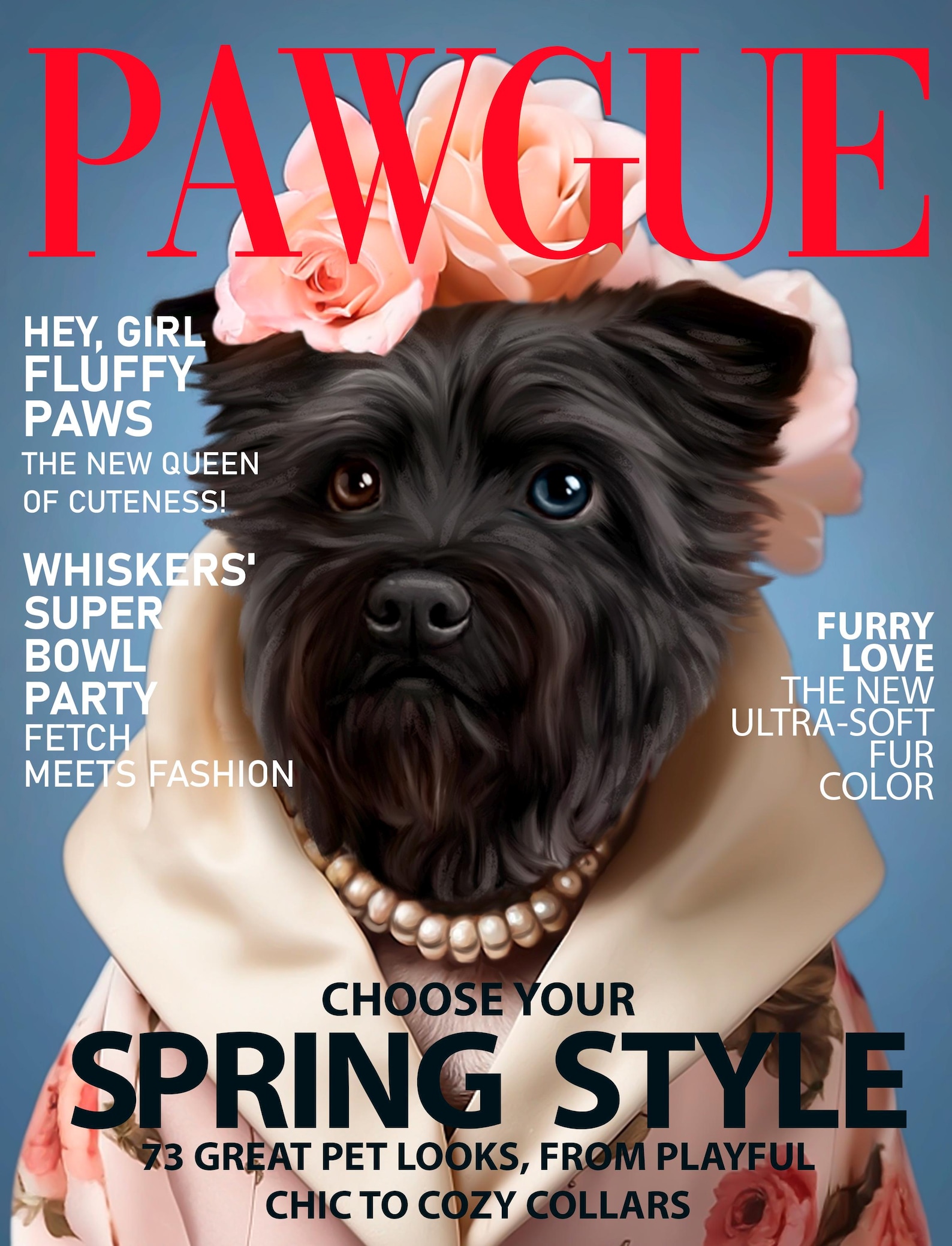 Custom Pet Portrait, Unique Pet Magazine Cover, Personalized Dog in ...