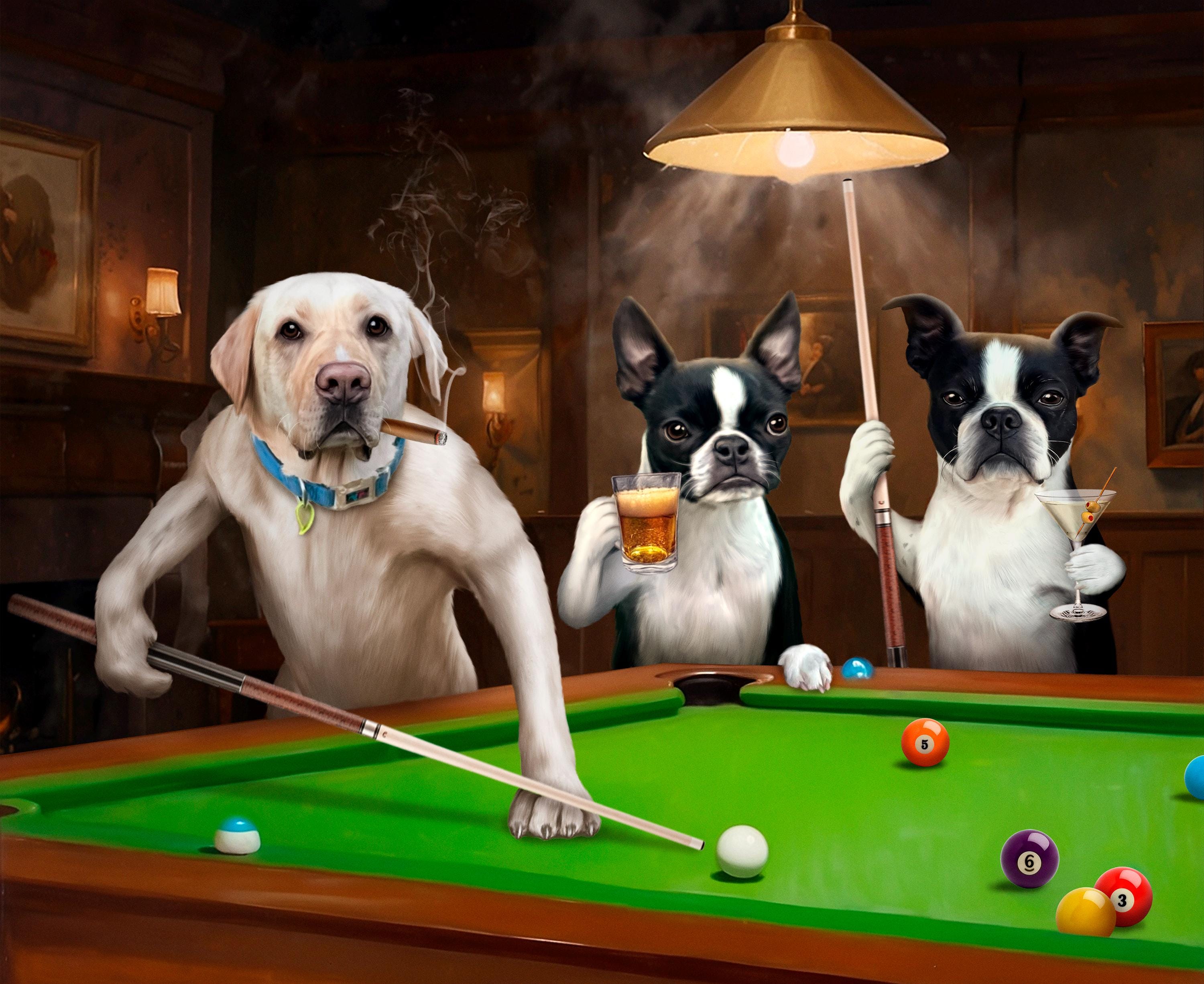 Billiard Lover Gift, Pet Playing Billiards, Personalized Pet Portrait ...