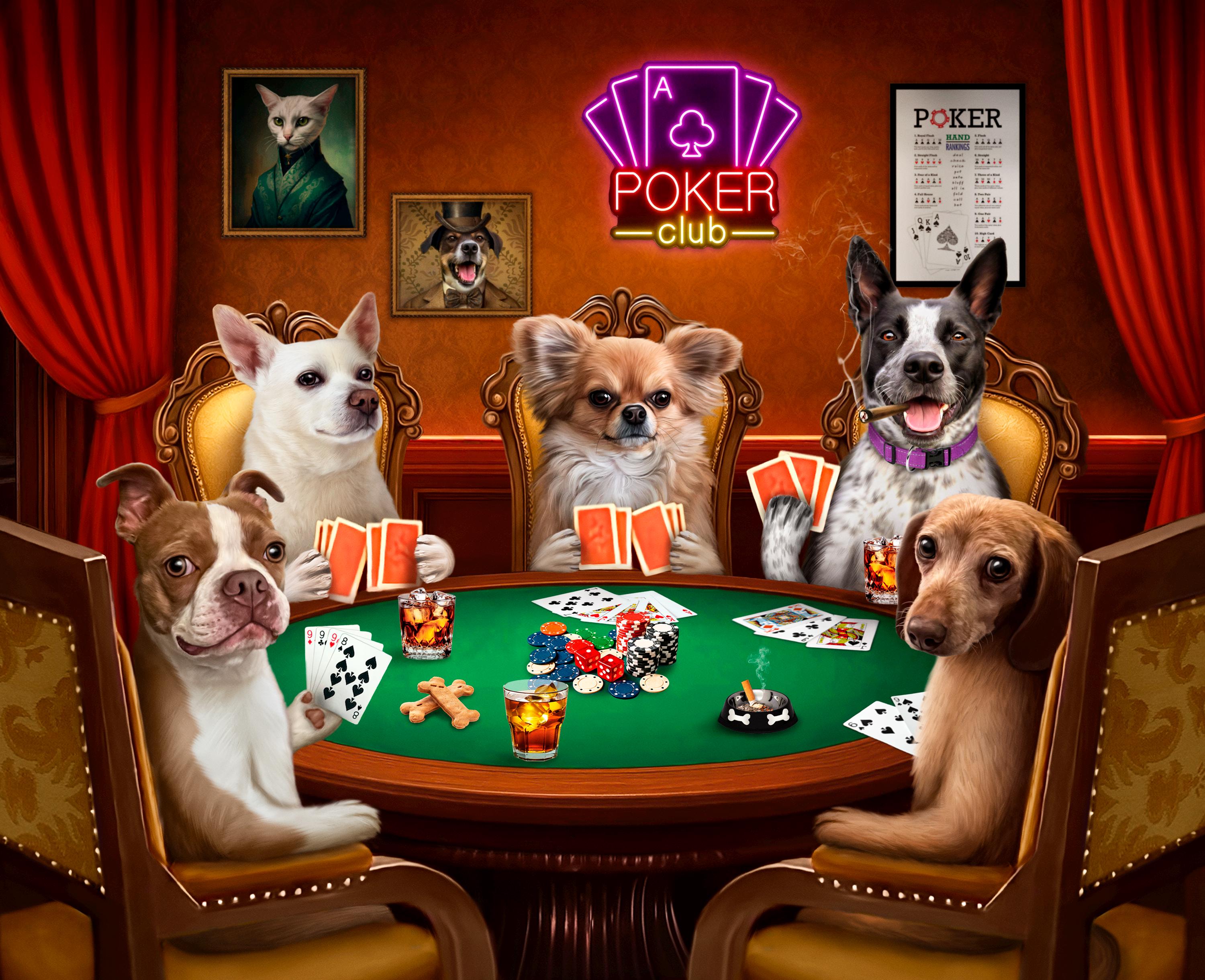 Custom Pet Portrait, Dogs Playing Poker, Pets Playing Blackjack ...