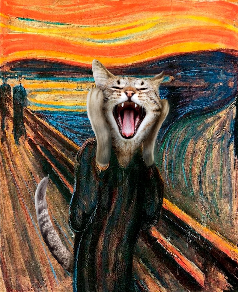 Pet Portrait Starry Night, Cat Mona Lisa, Cat Scream, Pet Portrait in ...