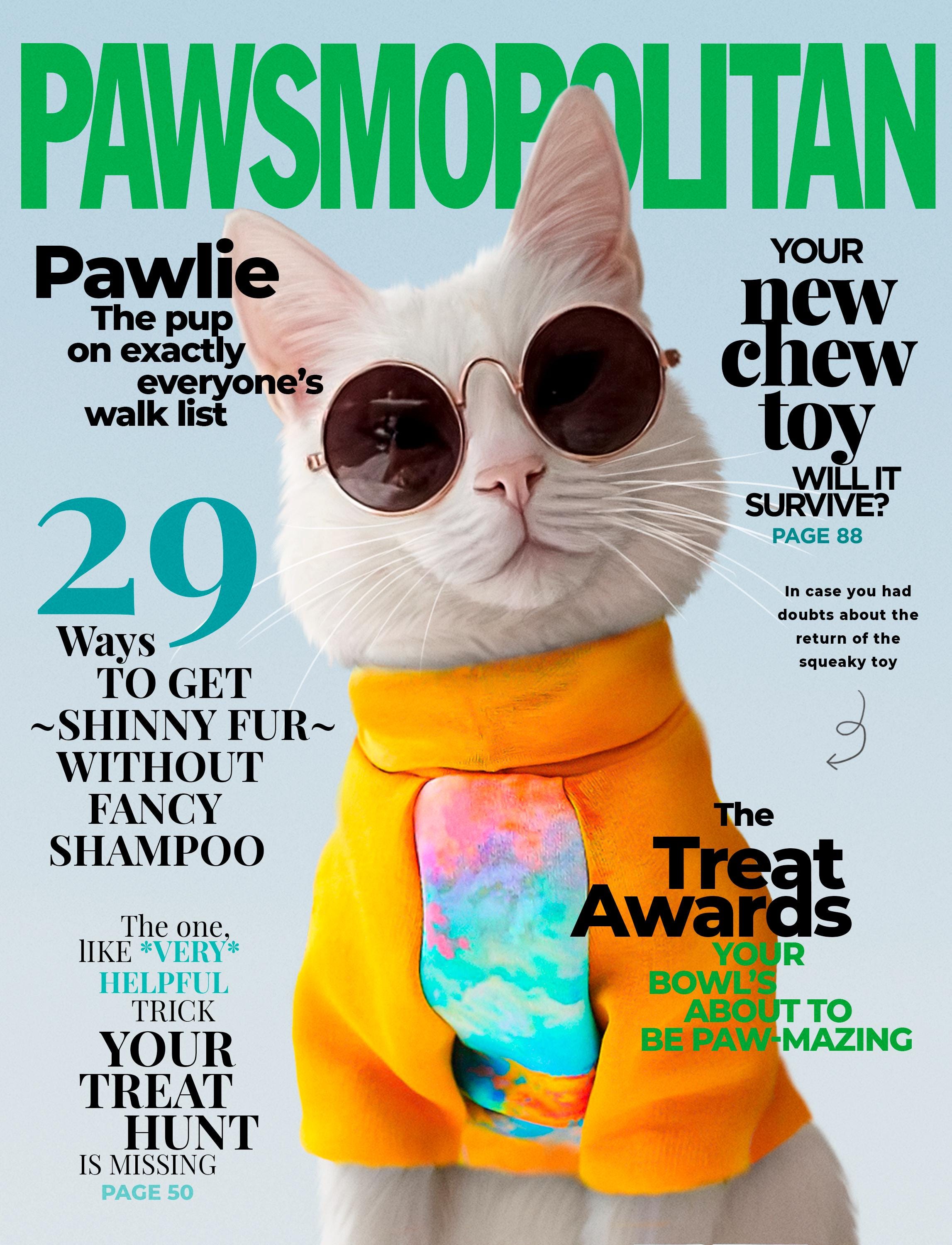 Custom Pet Portrait, Unique Pet Magazine Cover, Personalized Dog in ...