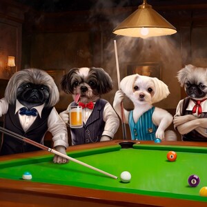 Billiard Lover Gift, Pet Playing Billiards, Personalized Pet Portrait ...