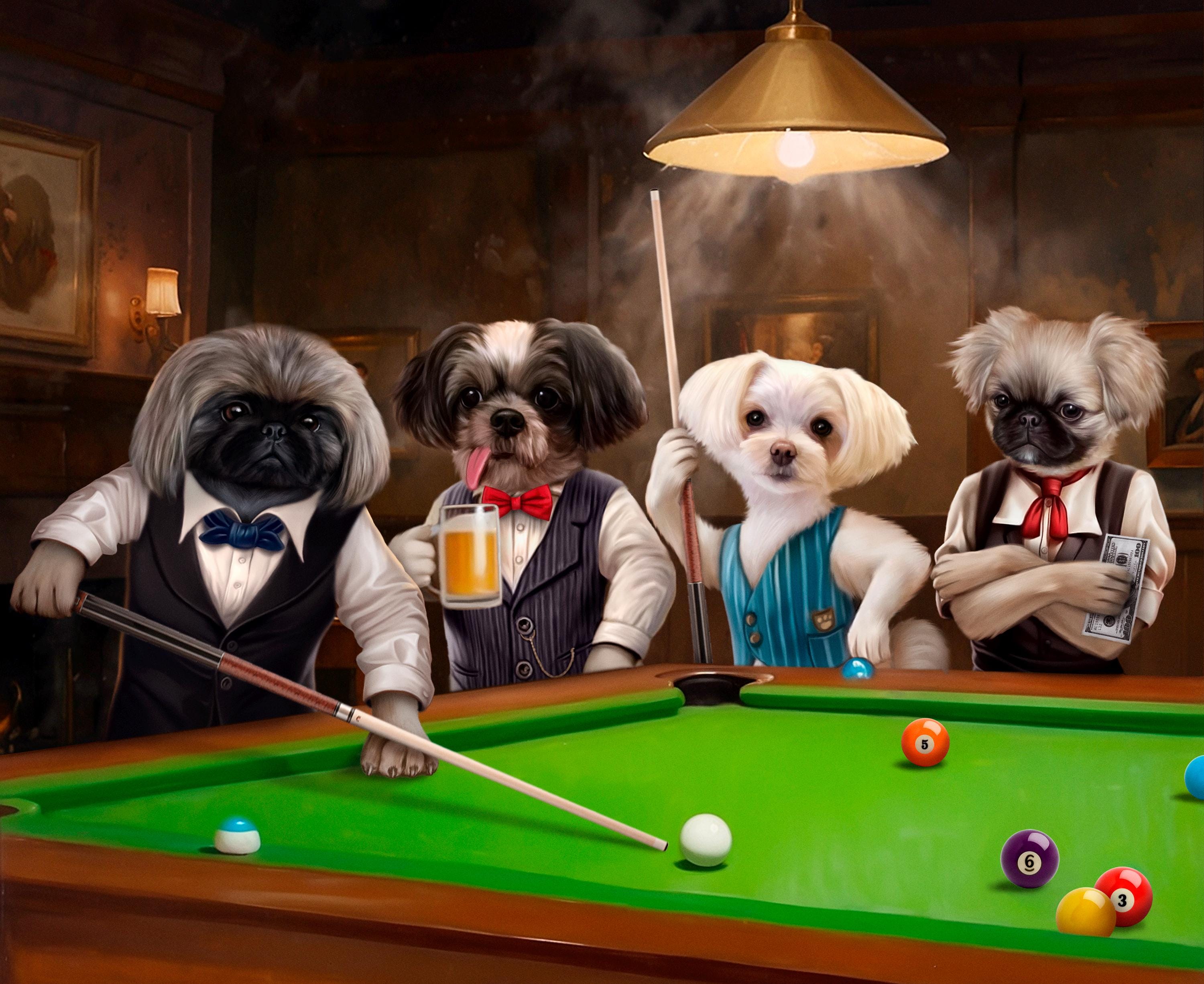 Billiard Lover Gift, Pet Playing Billiards, Personalized Pet Portrait ...