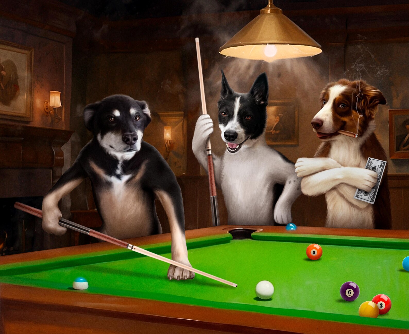 Billiard Lover Gift, Pet Playing Billiards, Personalized Pet Portrait ...