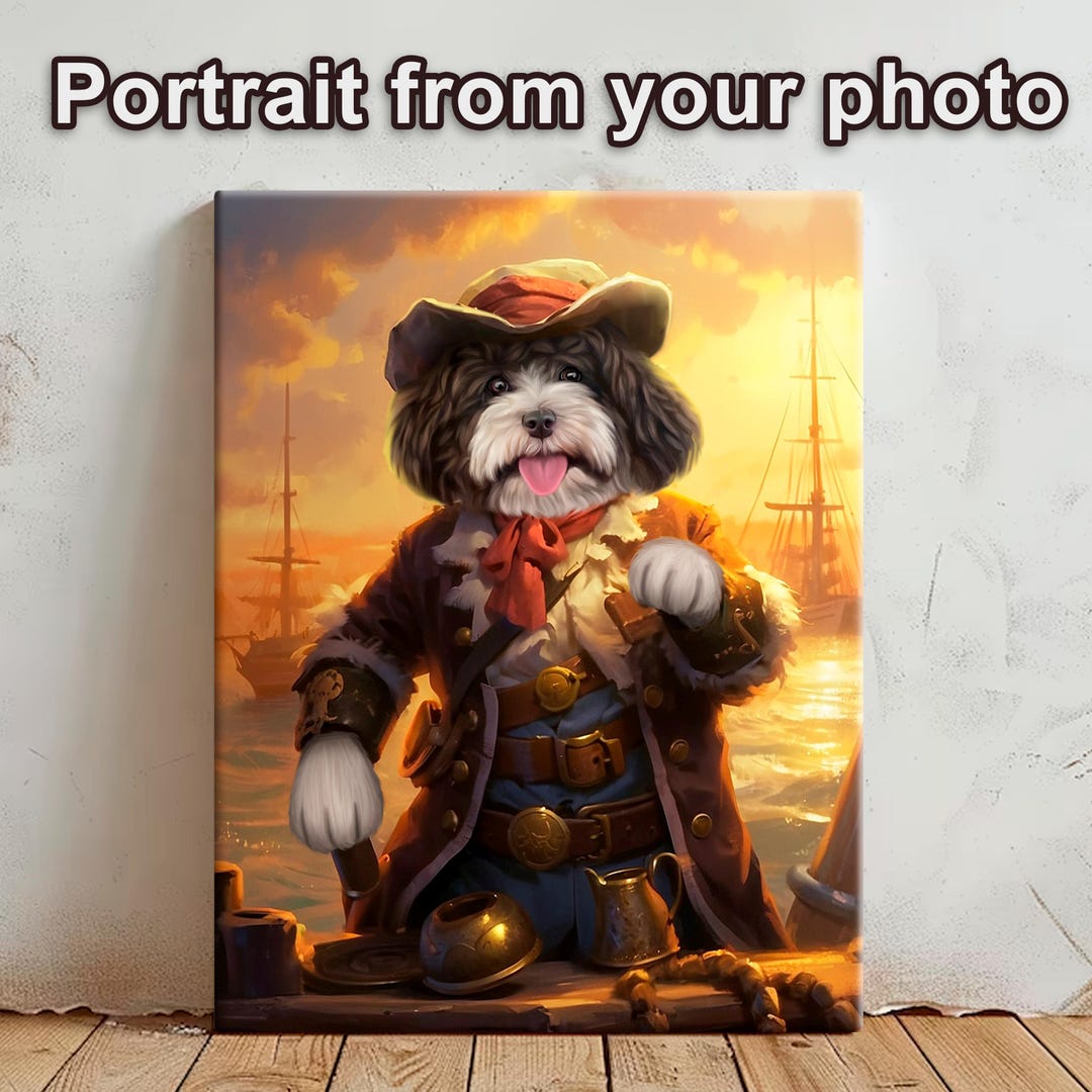 Cat Owner Gift, Custom Pet Portrait, Dog Pirate, Pet Pirate, Film Lover ...