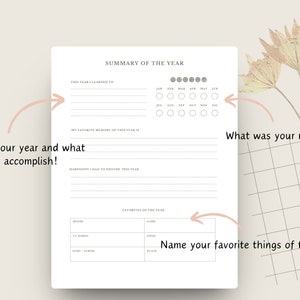 PRINTABLE PDF Year in Review, Summary of the Year, Reflections of the ...
