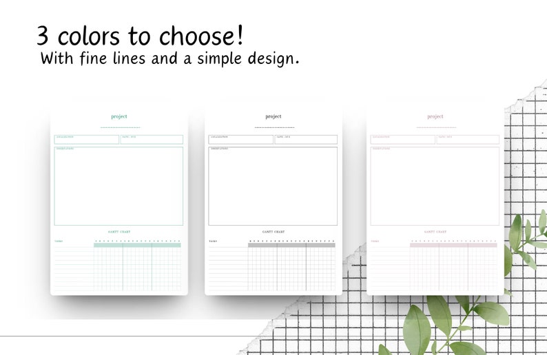 PRINTABLE PROJECT SHEET Pdf A4 and Letter Template With Gantt Chart ...