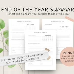 PRINTABLE PDF Year in Review, Summary of the Year, Reflections of the ...