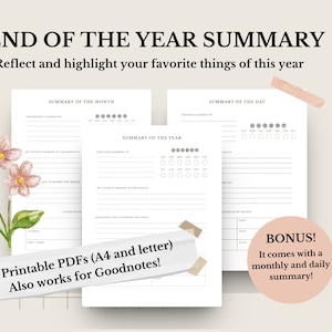PRINTABLE PDF Year in Review Summary of the Year Reflections - Etsy