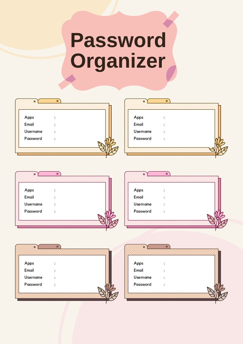 Password Organizer Printable I Save Your Passwords - Etsy