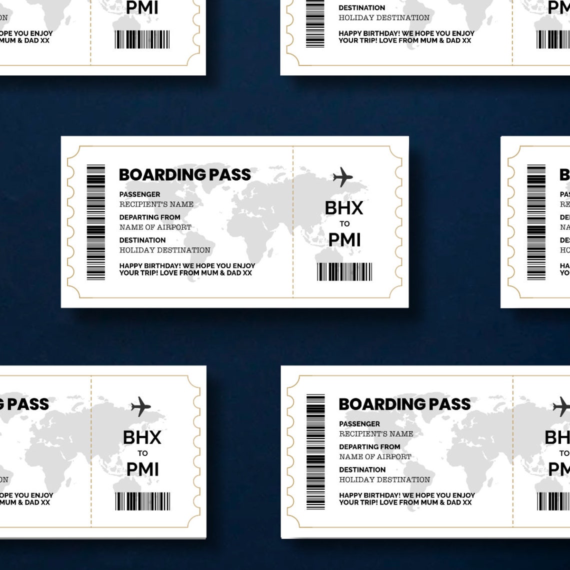 Personalised Boarding Pass, Birthday Holiday Ticket, Custom Boarding ...