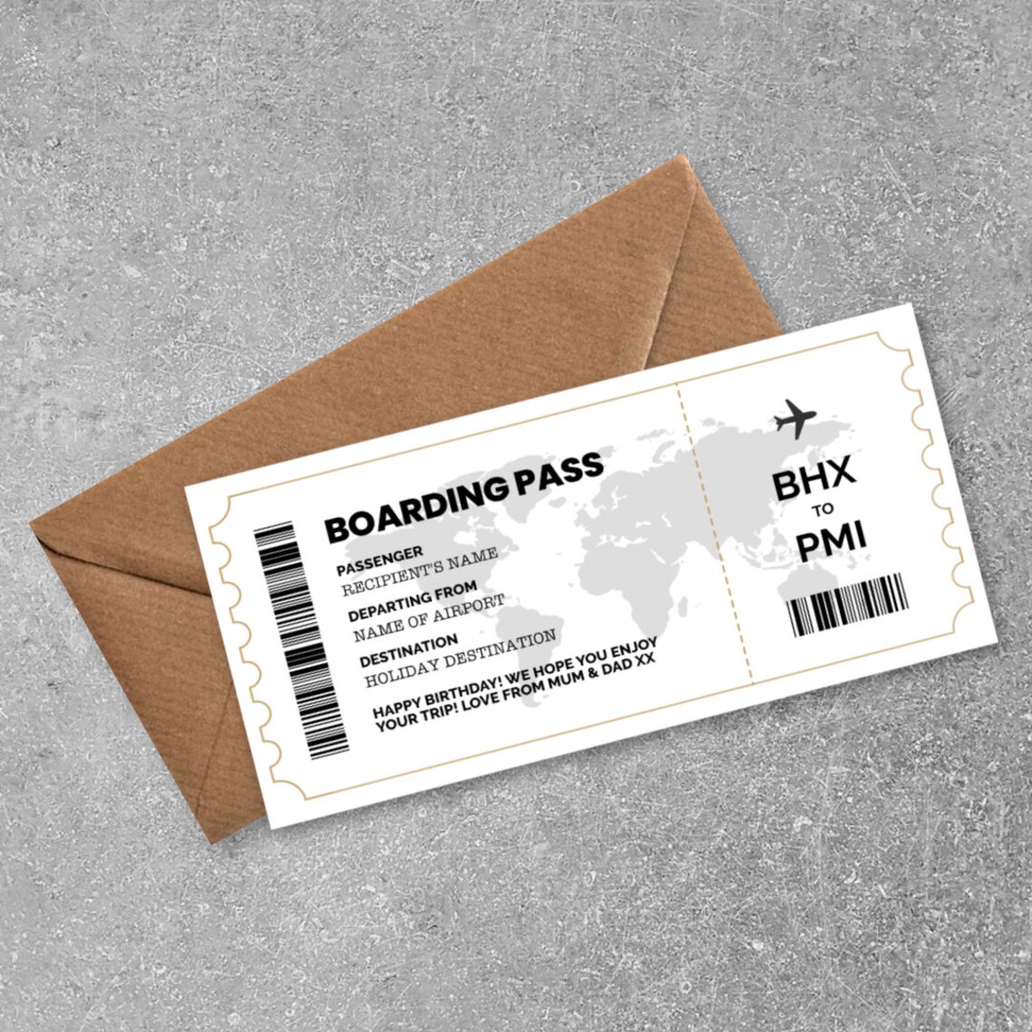 Personalised Boarding Pass, Birthday Holiday Ticket, Custom Boarding ...