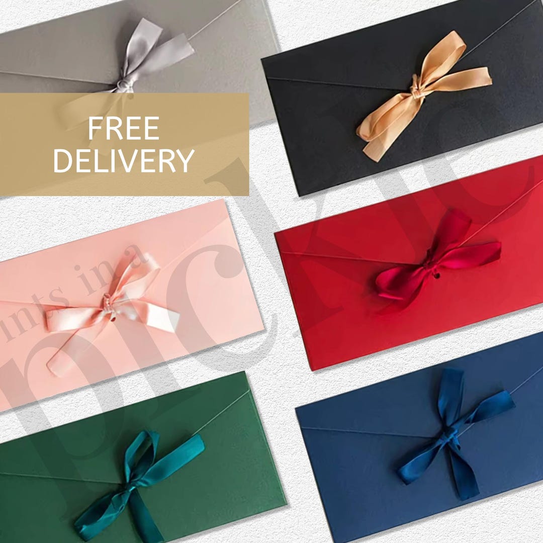 Bow Tied Ribbon Envelope, Luxury Envelope, Money Wallet, Gift Voucher ...