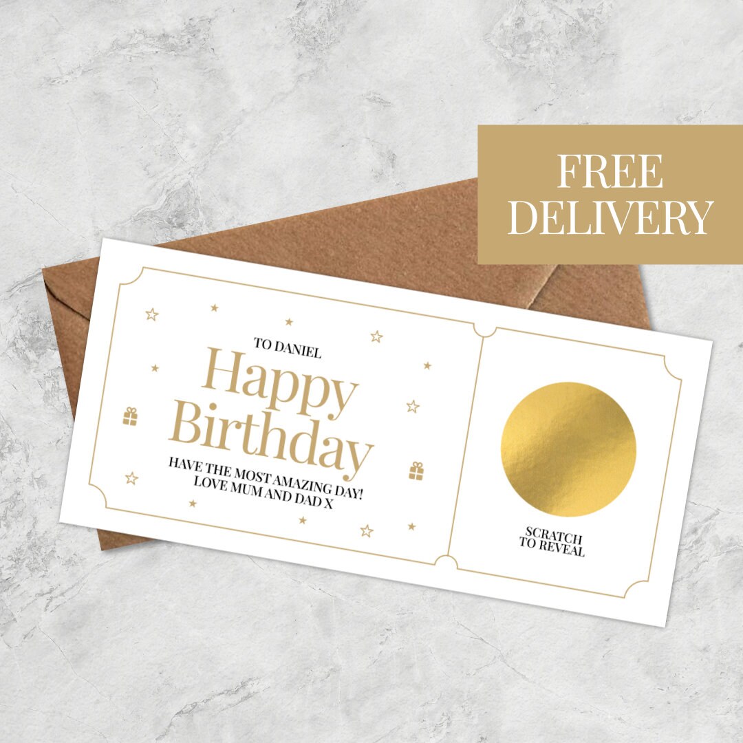 Personalised Luxury Birthday Scratch Card, Birthday Gift Anniversary ...
