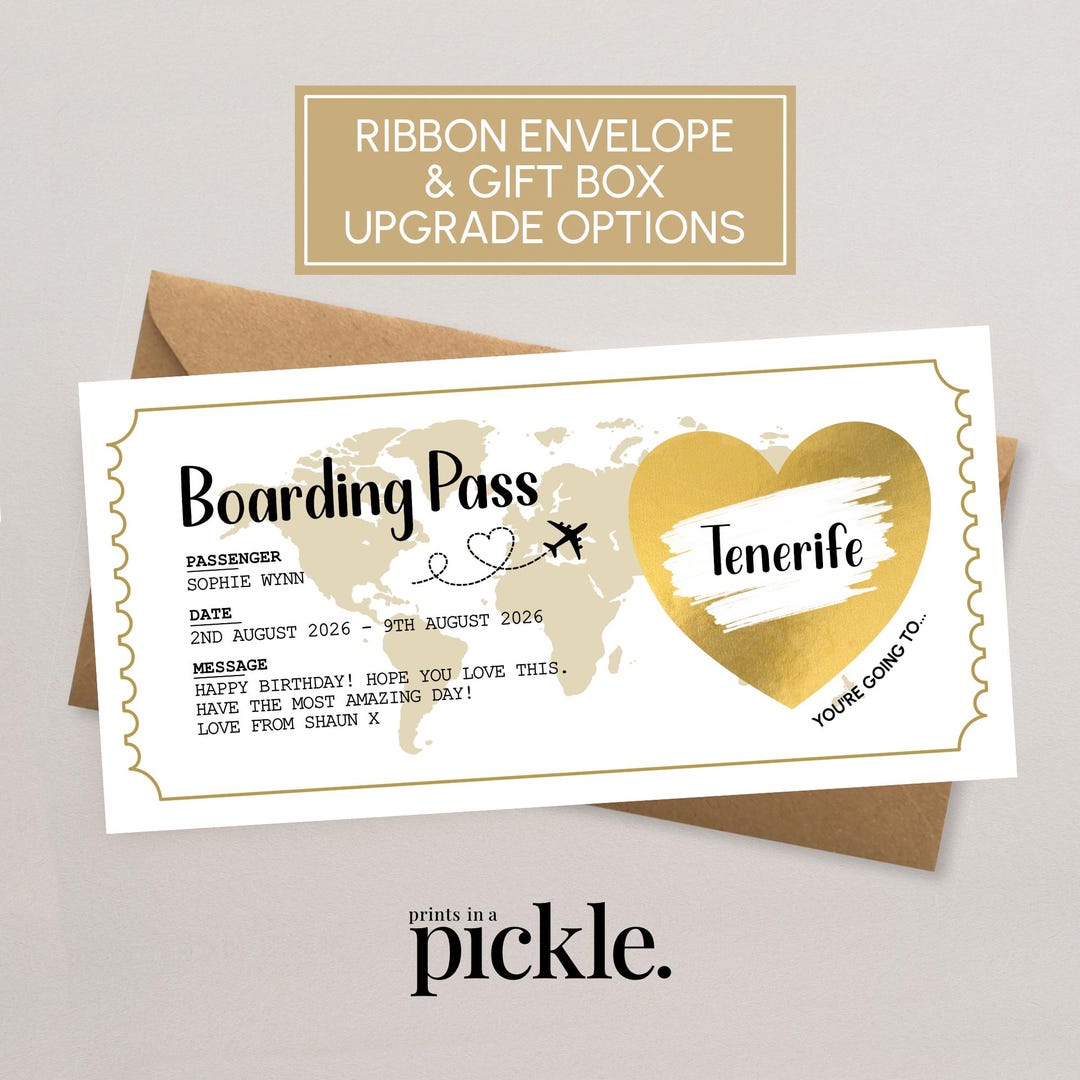 Personalised Scratch Reveal Boarding Pass, Scratch Reveal for Holiday ...