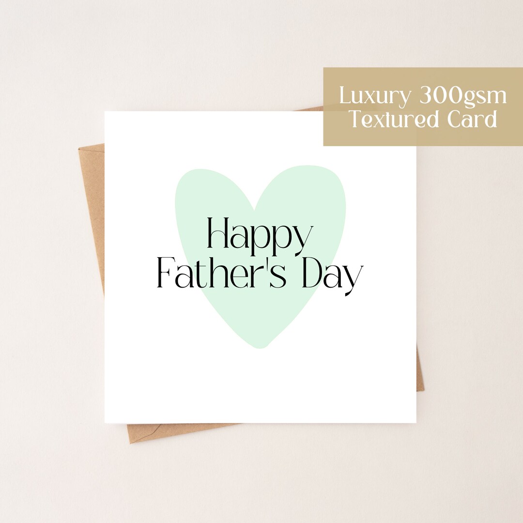 Father's Day Card, Happy Father's Day, Green Heart Card, Dad Card, Card ...