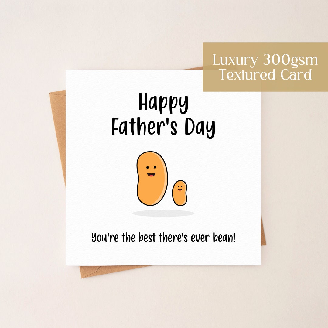 Bean Father's Day Card, Happy Father's Day, Dad Card, Card for Dad ...