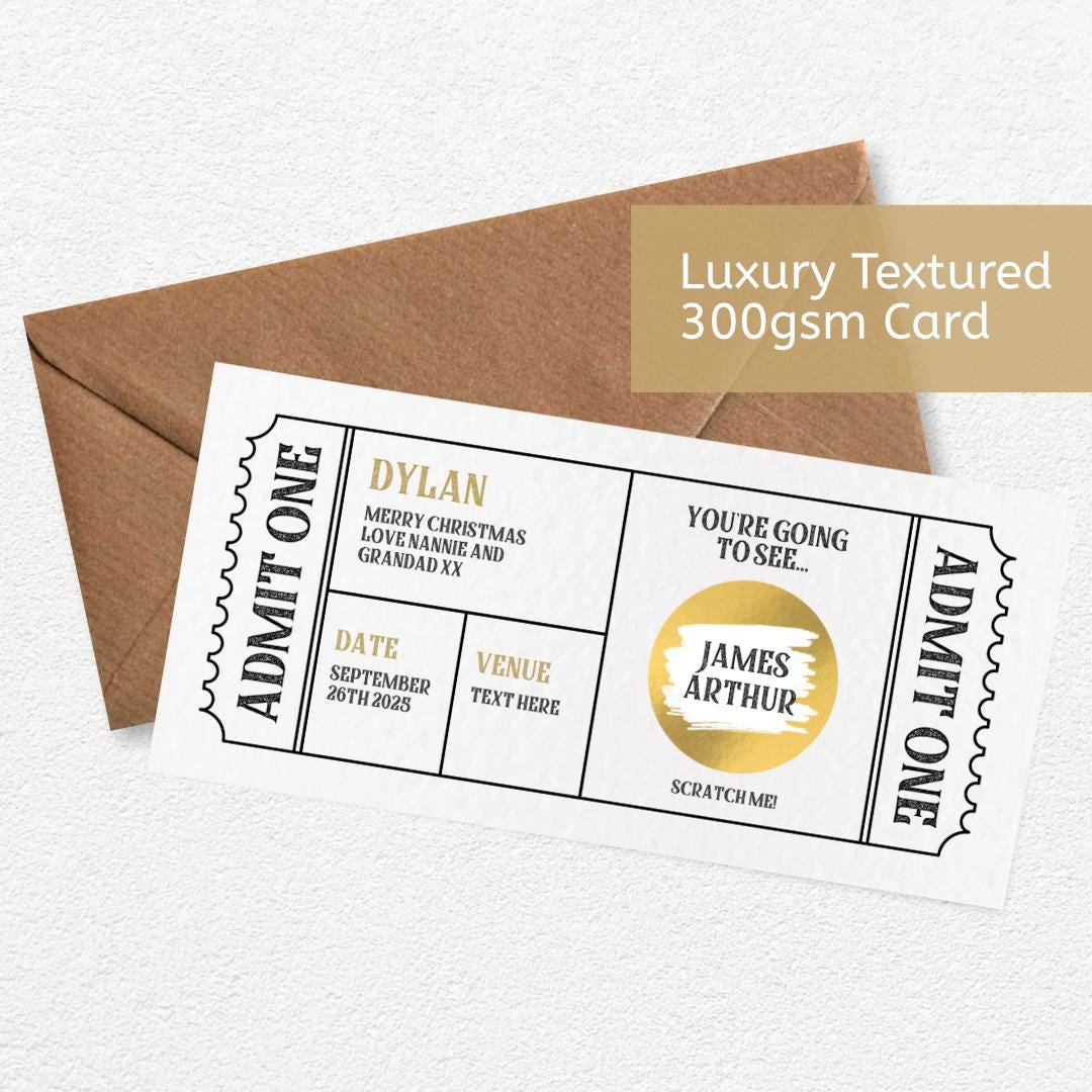 Personalised Scratch Card | Concert Ticket, Birthday Reveal Gift ...