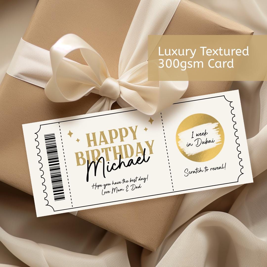 Personalised Scratch Card, Birthday Scratch to Reveal Ticket, Surprise ...