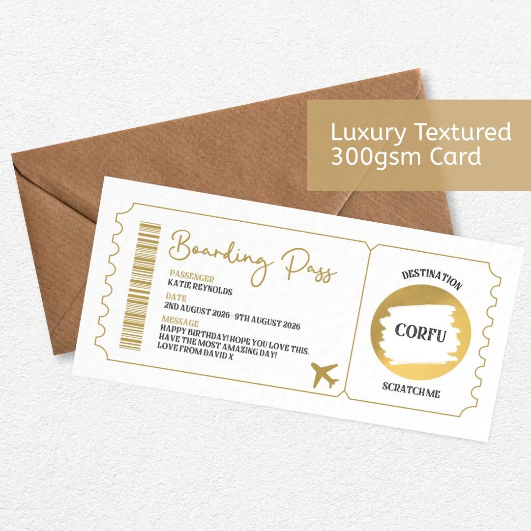 Personalised Boarding Pass, Holiday Scratch Card, Boarding Pass Scratch ...