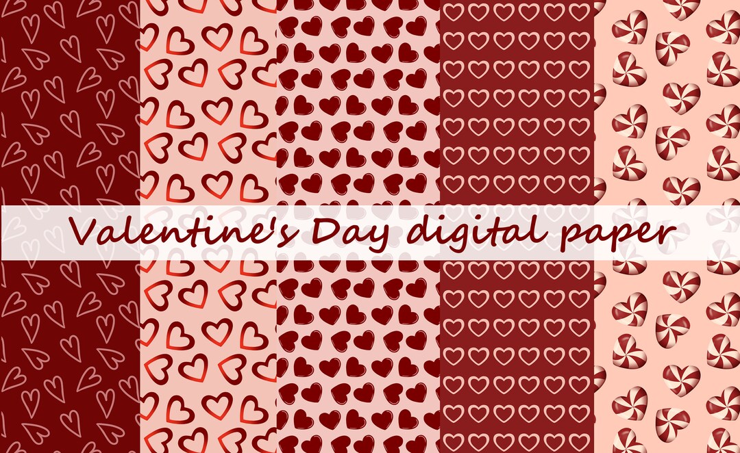 Valentine's Day Digital Paper Scrapbook Pattern Set - Etsy