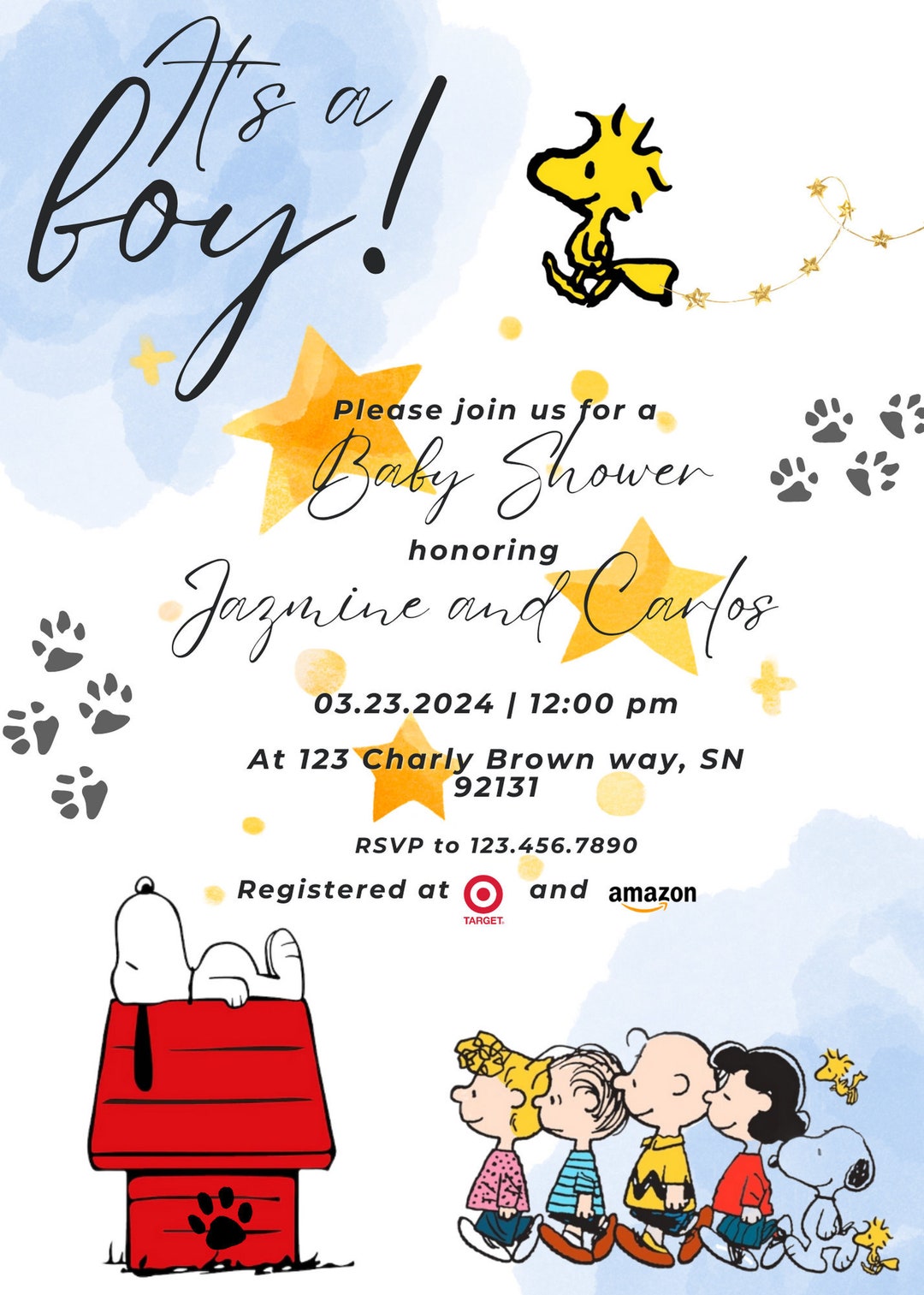 Snoopy and Friends Baby Shower charlie Brown - Etsy