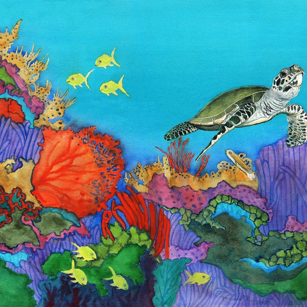 Turtle Whimsical Painting - Etsy