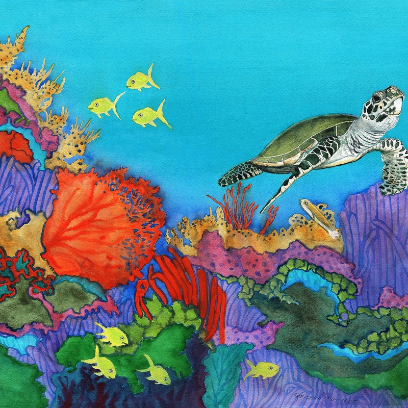 Turtle Whimsical Painting - Etsy