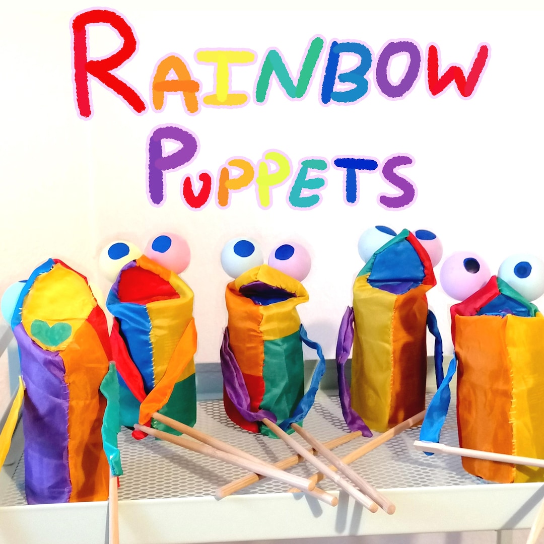 Rainbow Hand Puppets 17cm - Etsy
