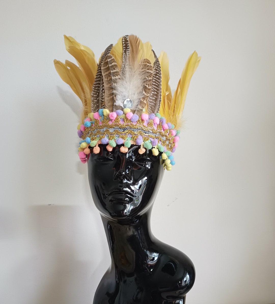 Handmade Yellow Feather Crown Headdress - Etsy