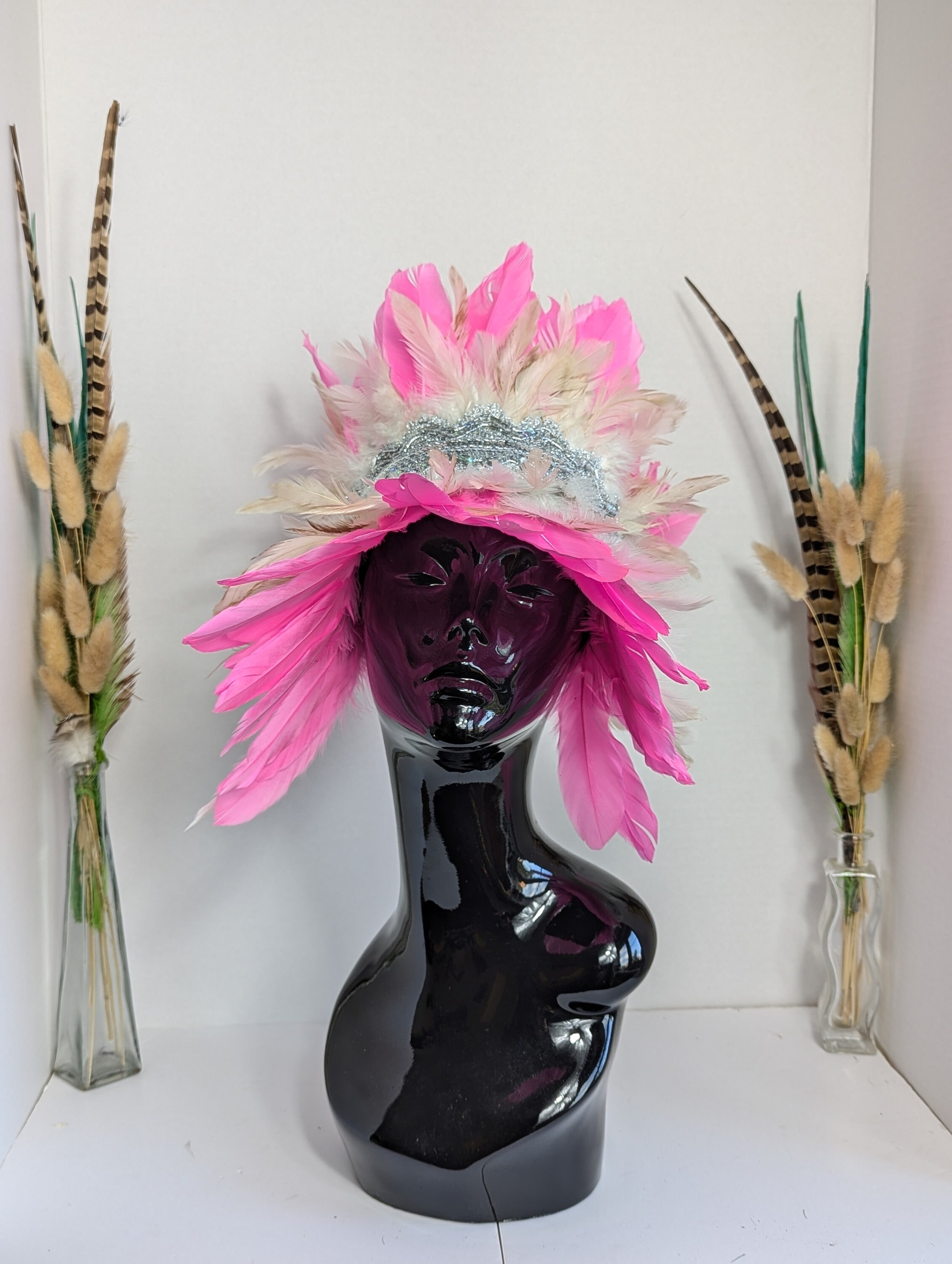Pink Feather Bonnet Headdress - Etsy
