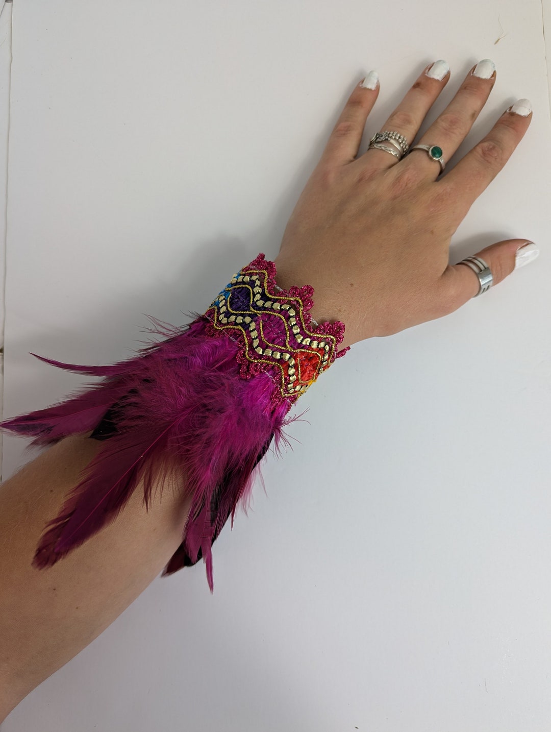 Pink Feather Cuffs - Etsy