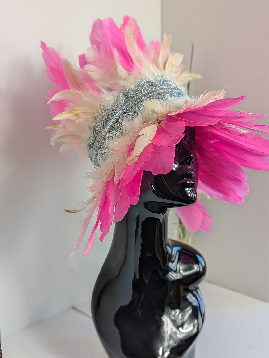 Pink Feather Bonnet Headdress - Etsy