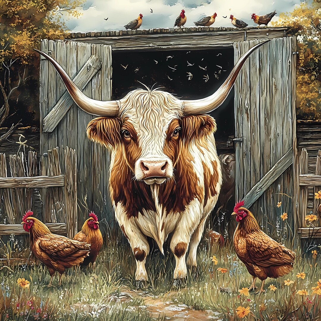 10 Rustic Western Longhorn Cow Clipart Bundle- High Quality Jpeg- Ranch ...