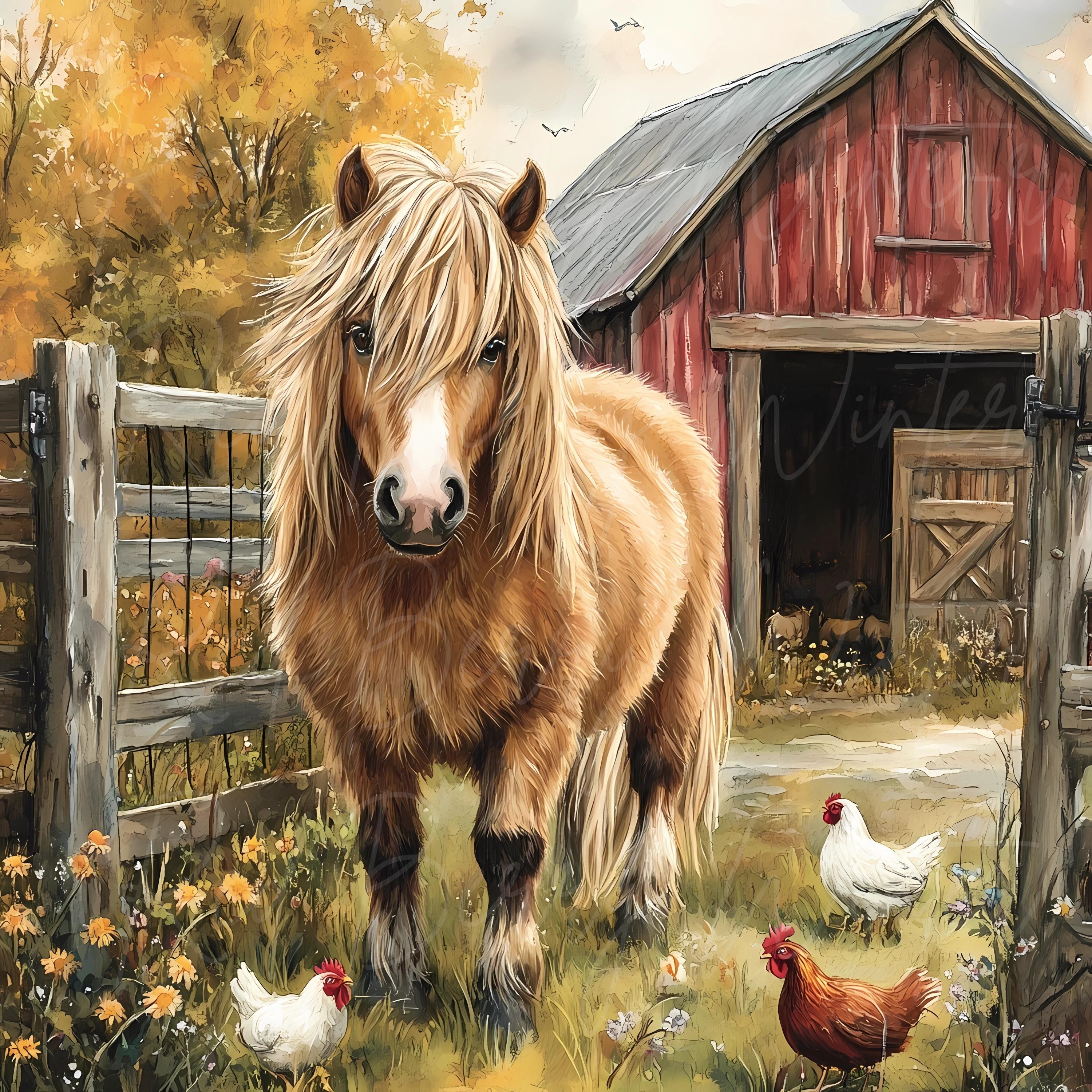 10 Highland Pony Clipart Bundle, High Quality Jpeg, Farmhouse Pony ...