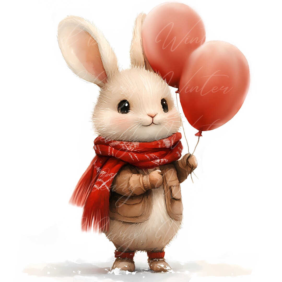 10 Winter Bunny Clipart Images High-resolution JPEGS 300 DPI Winter ...