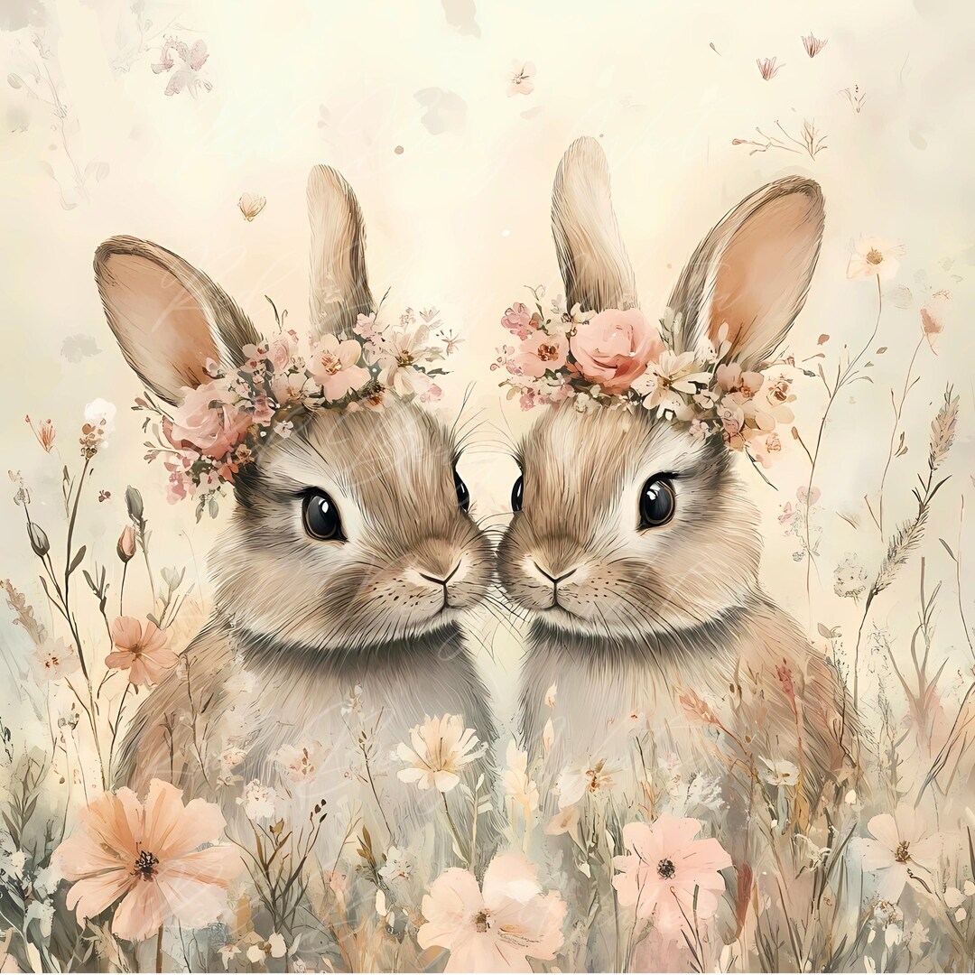 5 Spring Bunnies Clipart Set - Instant Download - High Quality Jpeg's ...