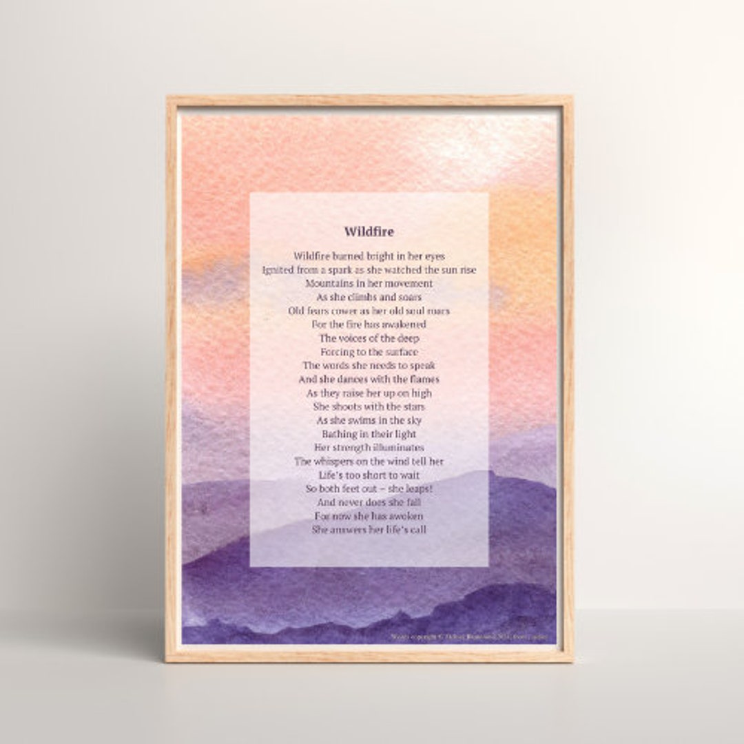 Wildfire, Original Poetry Print Wall Art, A4 Digital Download - Etsy