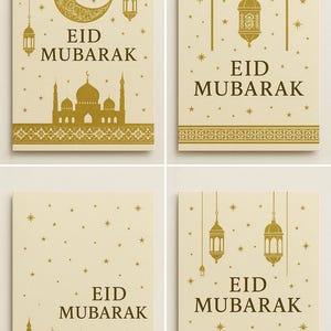 Elegant Eid-ul-azha Greeting Card Set – Eid Mubarak Islamic Festival ...