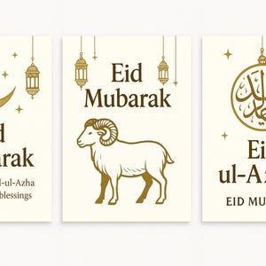 Elegant Eid-ul-azha Greeting Card Set – Eid Mubarak Islamic Festival ...