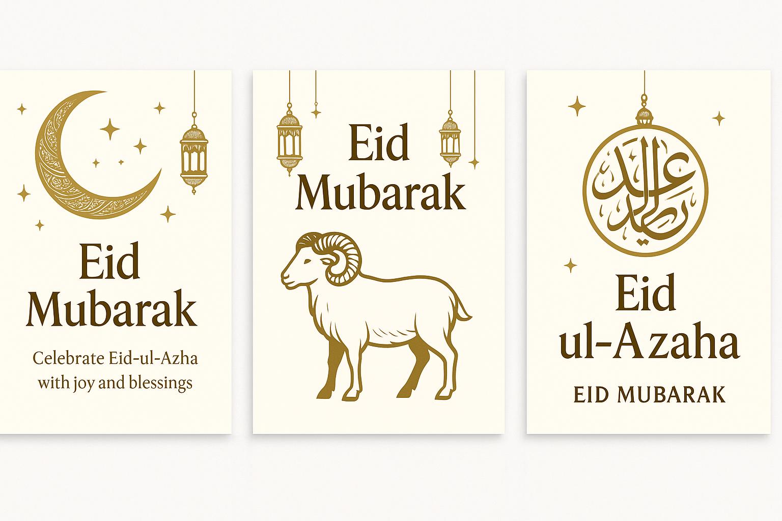 Elegant Eid-ul-azha Greeting Card Set – Eid Mubarak Islamic Festival ...