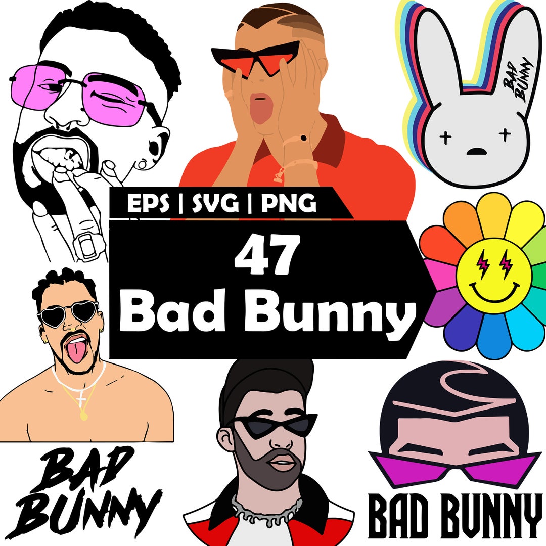 Bad Bunny SVG Bundle Face Svg for Cricut Layered Files Bad Bunny PNG ...
