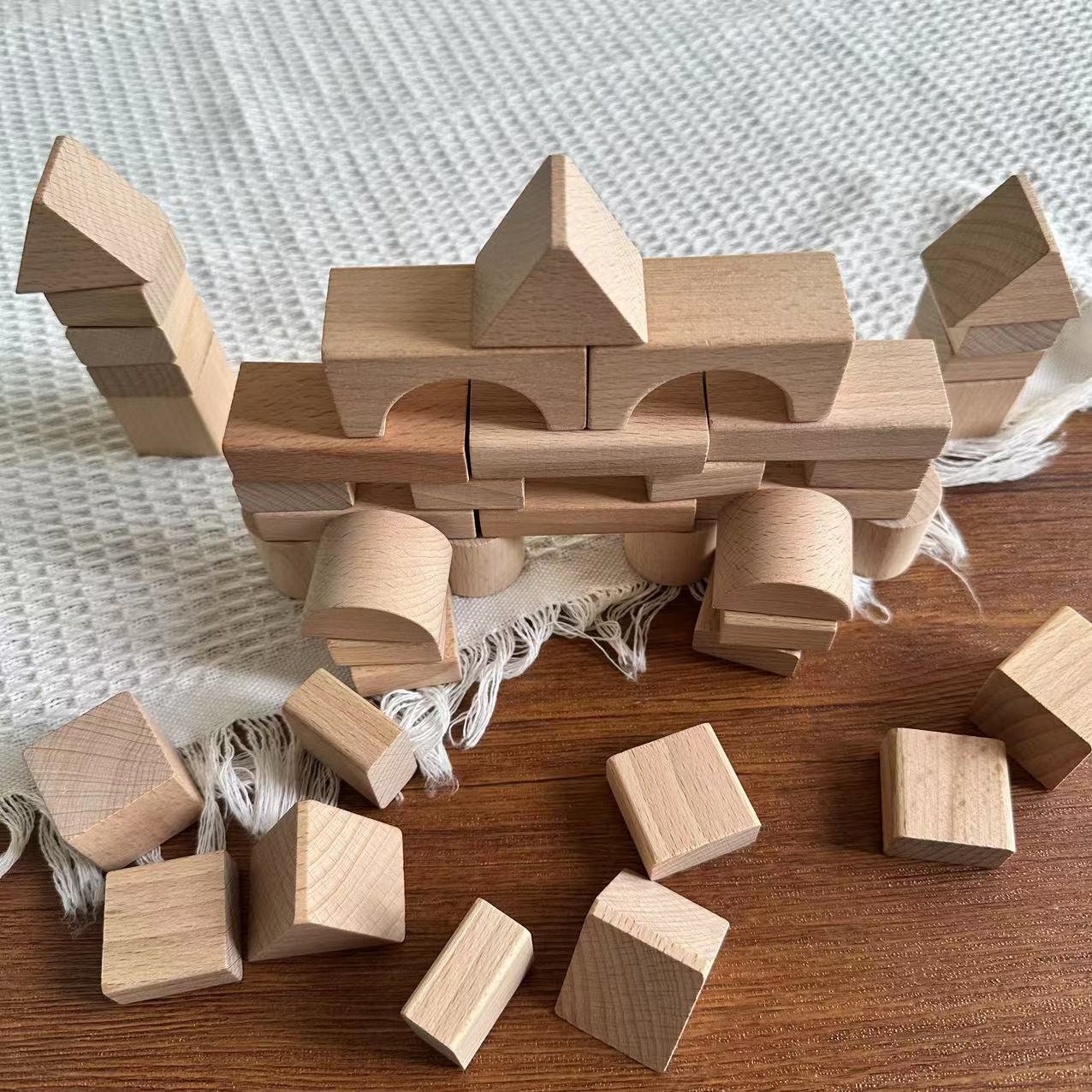 42 Pcs Montessori Wooden Building Blocks Educational Wooden Blocks ...