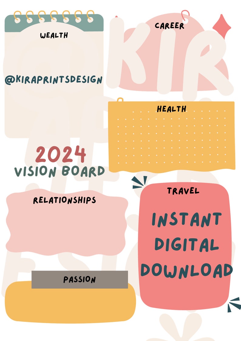 Pastel Shapes 2024 Vision Board Digital Download PDF - Etsy