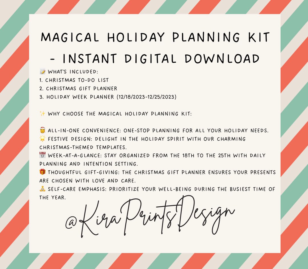 Magical Holiday Planning Kit Instant Digital Download - Etsy