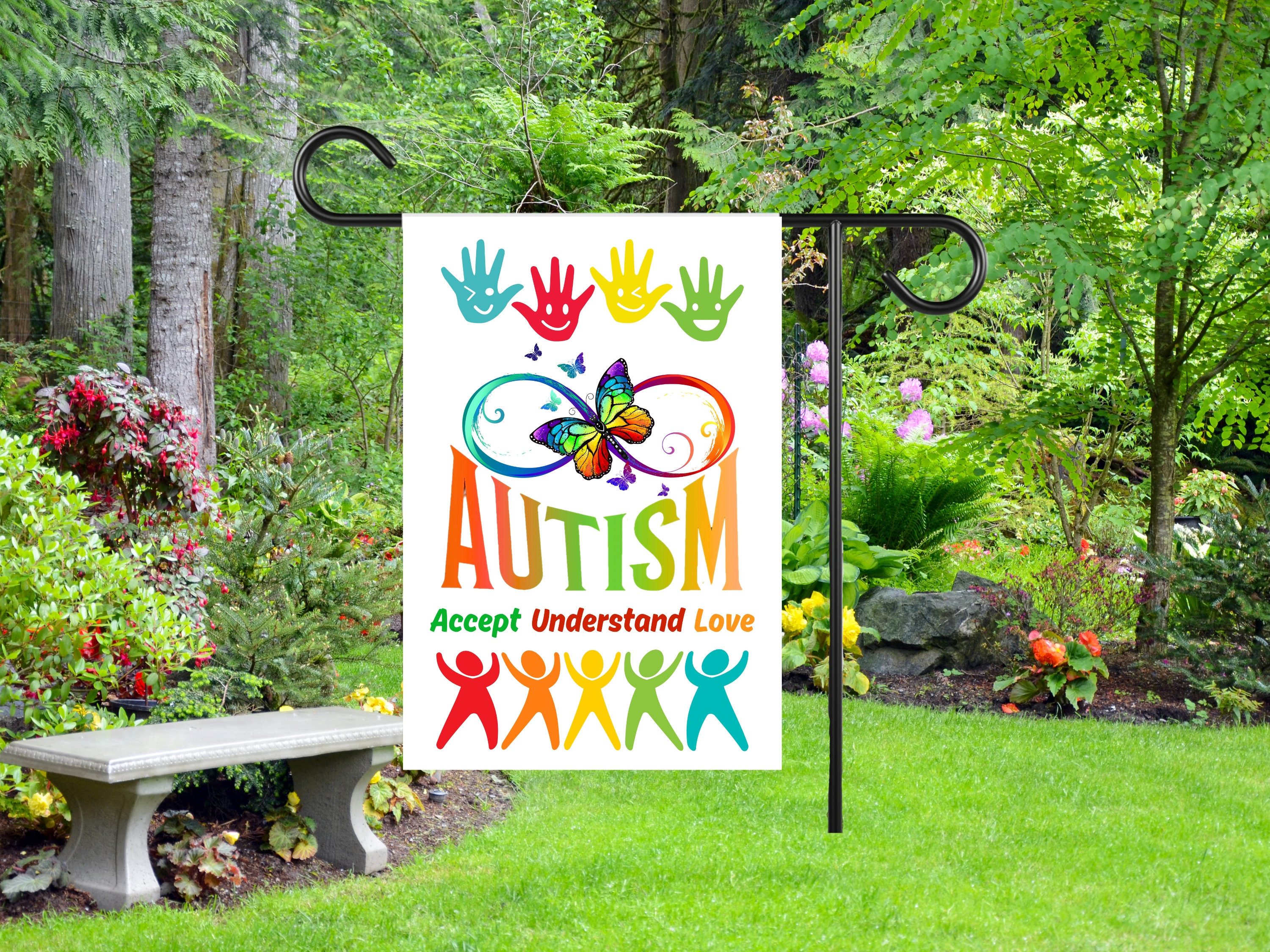 Autism Awareness, Autism Acceptance Garden Flag, Colorful Lawn Sign ...