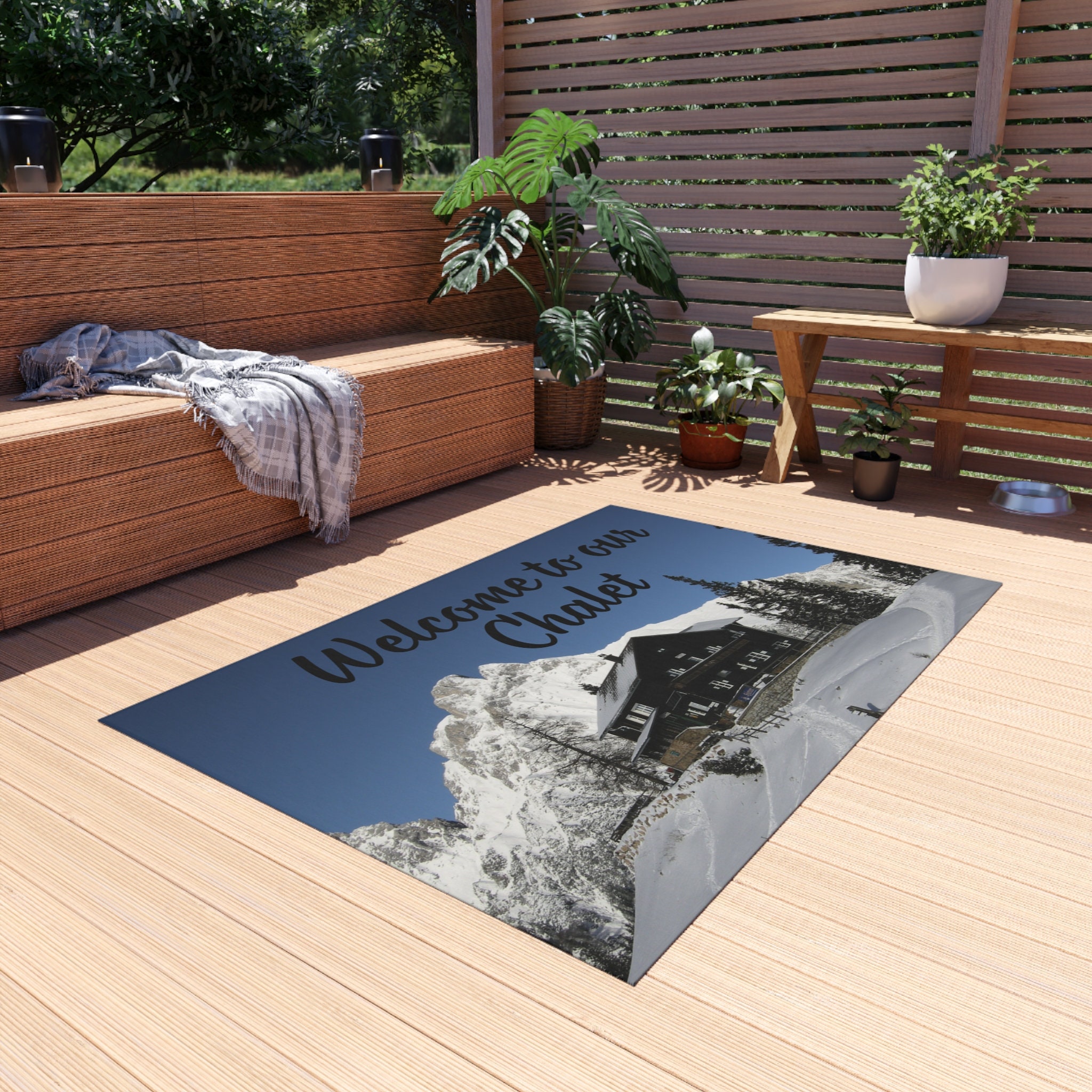 Chalet Outdoor Rug, Welcome to Our Chalet Rug, Gift for Chalet Couple ...