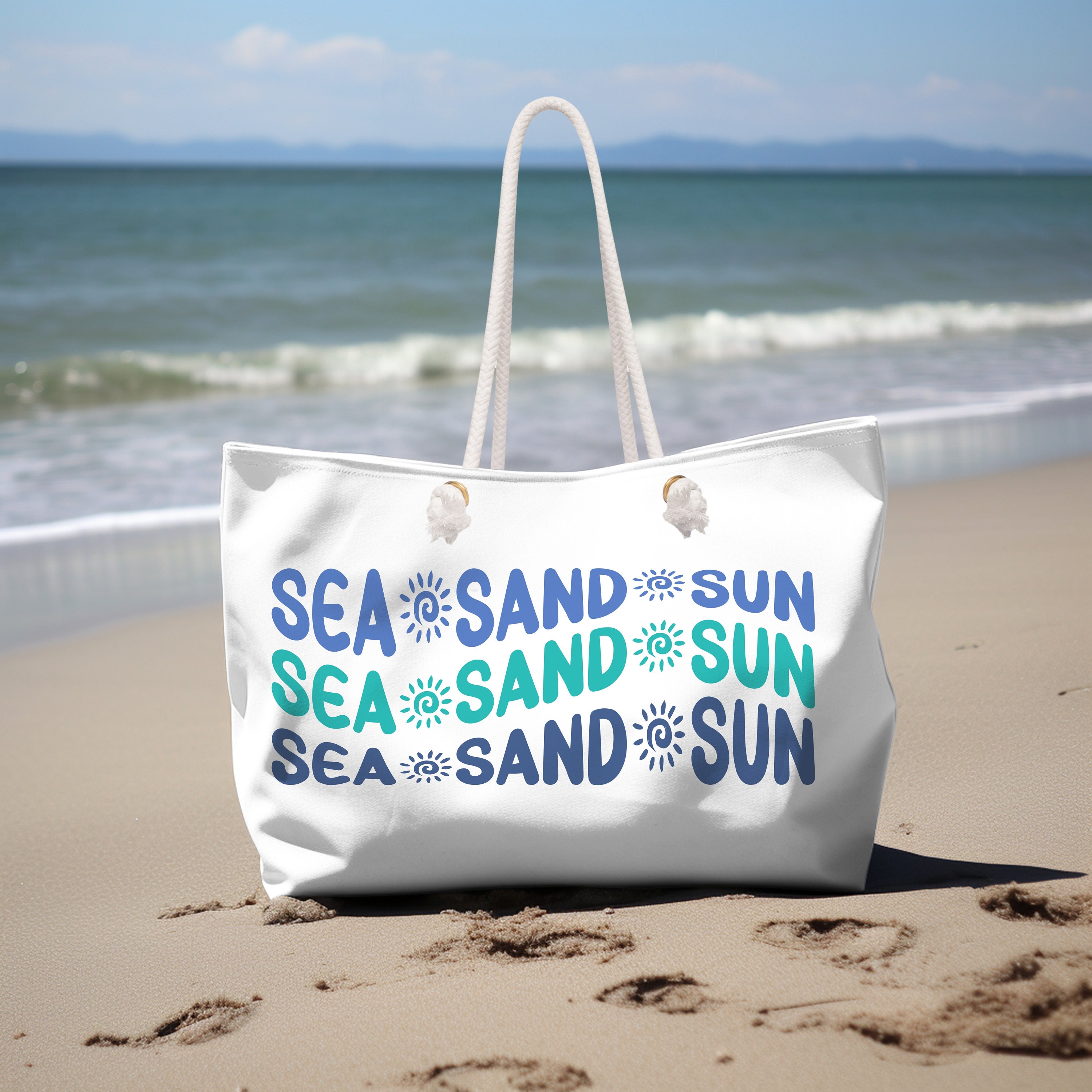 Beach Weekender Bag, Sea Sand Sun Beach Bag, Overnight Tote, Friend ...