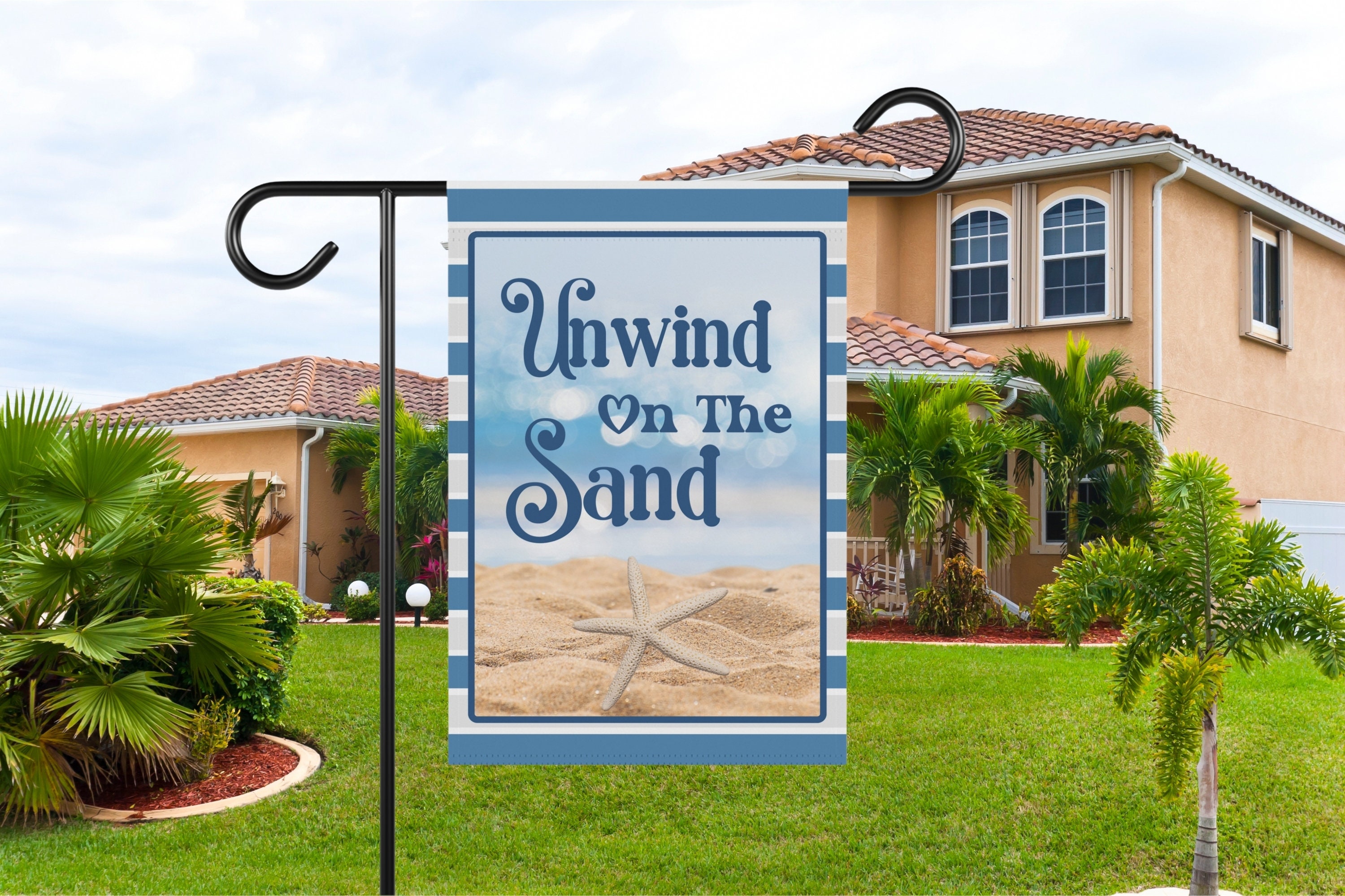 Summer Garden Flag, Beach Lover Flag, Lawn Sign, Yard Flag, Unwind on ...