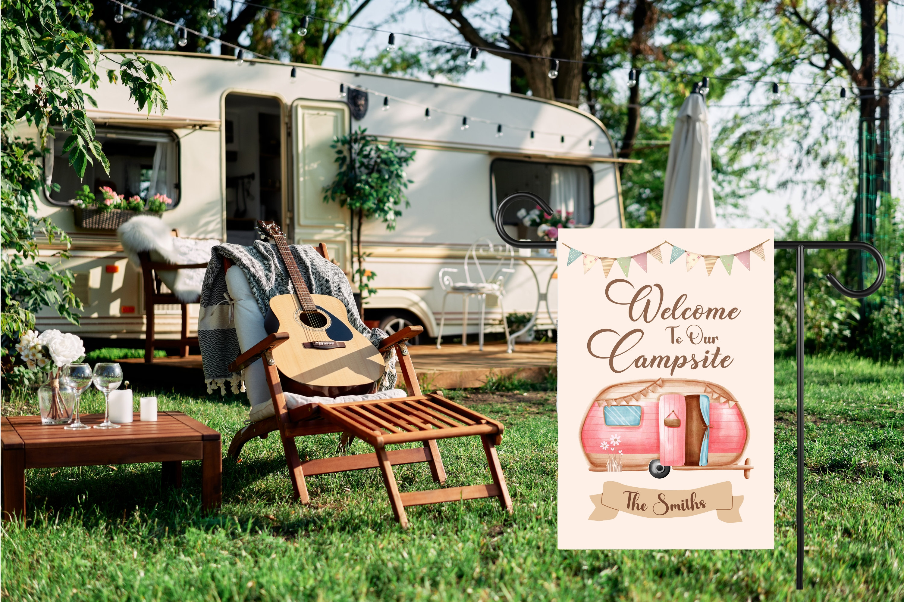 Personalized Camping Flag, Garden & Camp Banner Gift, Welcome to Our ...